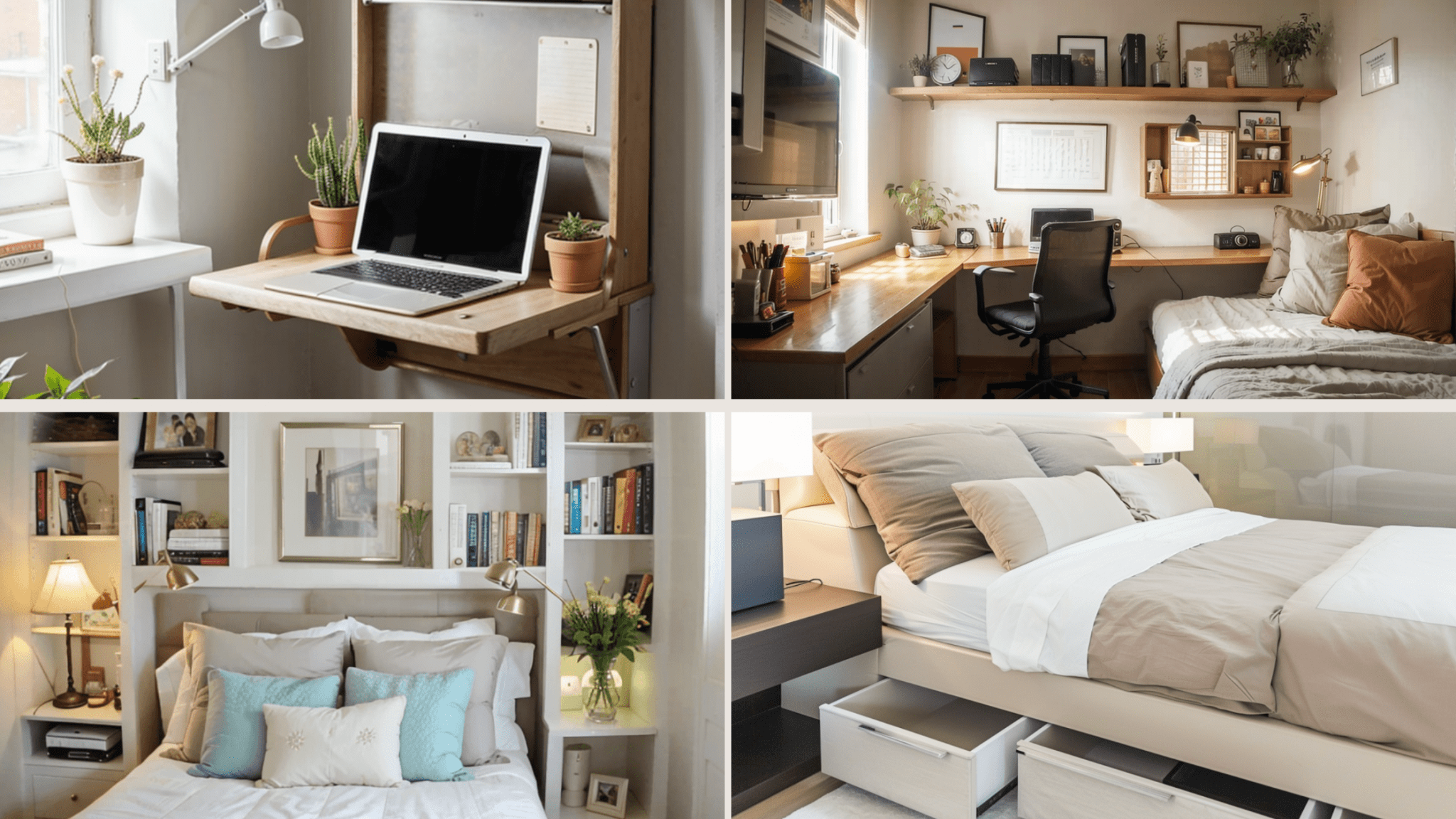 22 Smart Ideas & Organization for Small Bedroom (Looking Bigger + Tricks + Maximise Space)