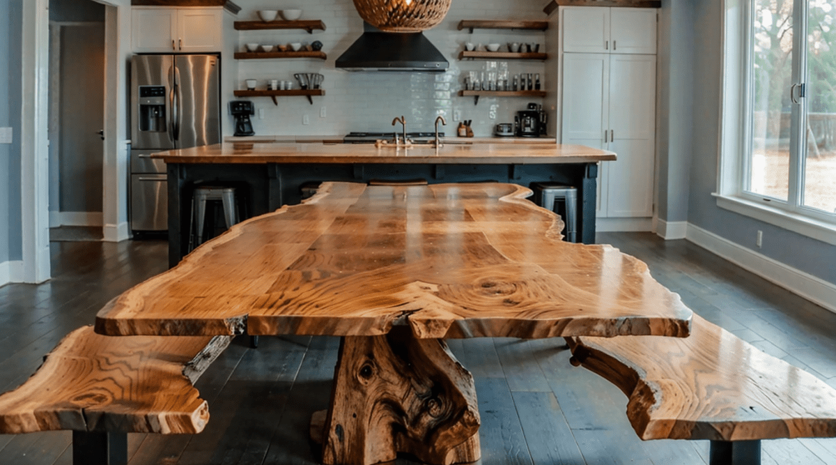 15 FABULOUS Live Edge Dining Table Ideas [Benches, Styles, Material & Tips]